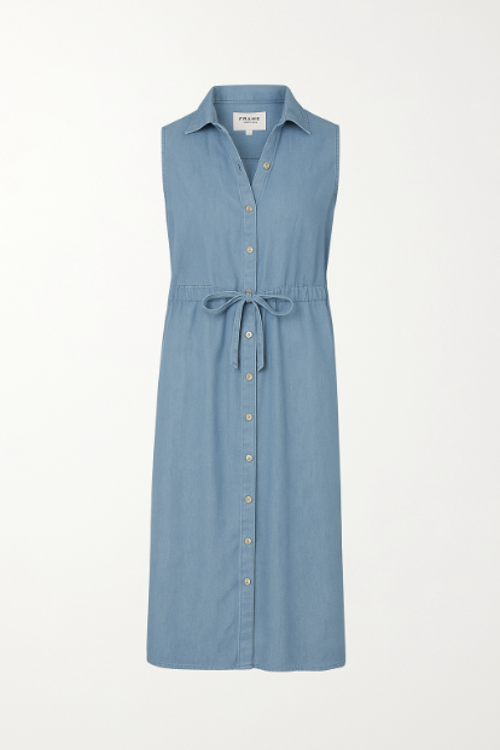 THE SHIRT BY ROCHELLE BEHRENS The Shirt by Rochelle Behrens Sleeveless Midi Shirtdress with Drawstring Waist